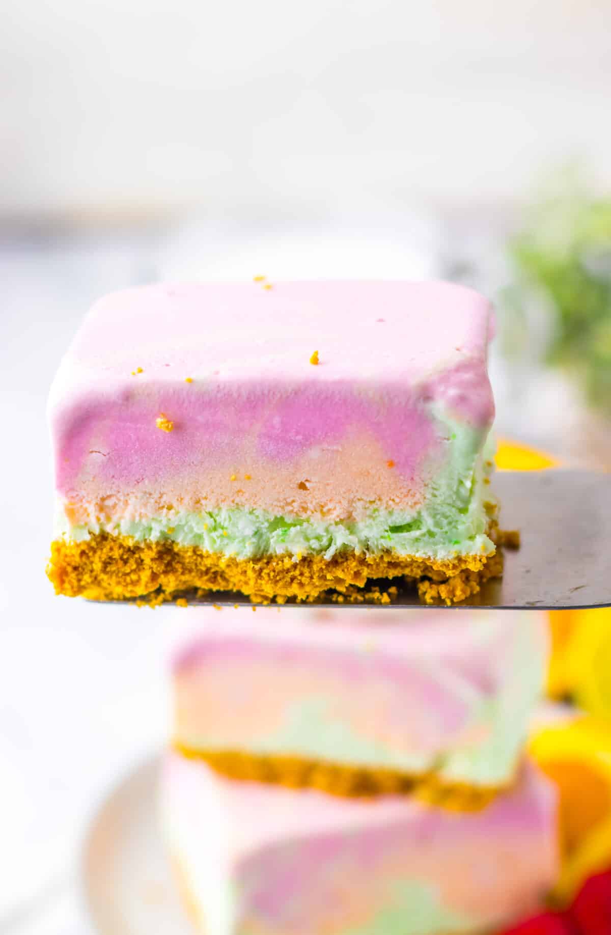 No Bake Rainbow Sherbet Cheesecake Bars - Life With The Crust Cut Off